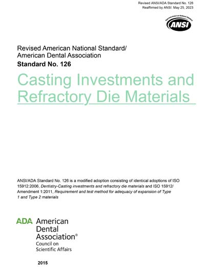 ANSI/ADA 126-2015 (R2023) - Casting Investments and Refractory Die ...