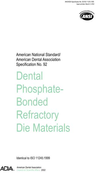 ANSI/ADA Specification No. 92-2002 - Dental Phosphate-bonded Refractory ...
