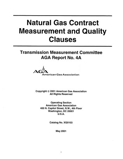 AGA XQ0103 - AGA Report No. 4A: Natural Gas Contract Measurement and ...