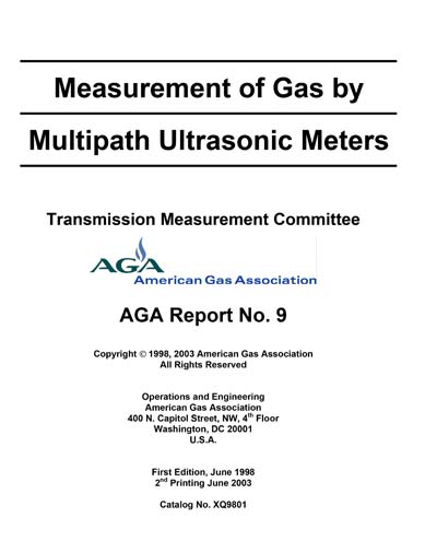 AGA XQ9801 - AGA Report No. 9, Measurement of Gas by Multipath ...