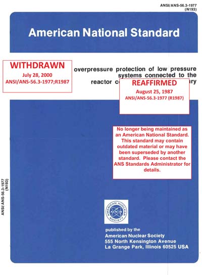ANSI/ANS-56.3-1977 (R1987) - Overpressure Protection of Low Pressure ...