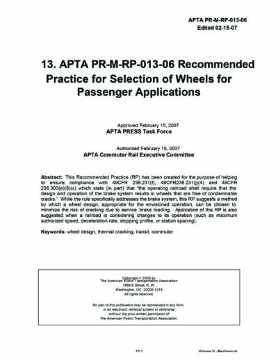 APTA-PR-M-RP-013-06 [2007] - Recommended Practice for Selection of ...
