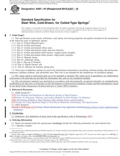 ASTM A407-18 Red - Standard Specification for Steel Wire, Cold-Drawn ...