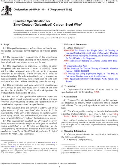 ASTM A641/A641M-19(2025) - Standard Specification for Zinc–Coated ...