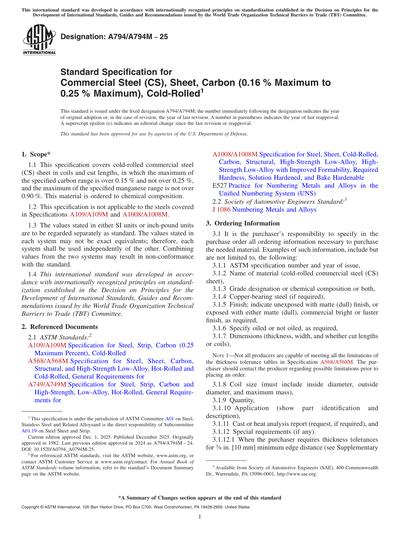 ASTM A794/A794M-25 - Standard Specification for Commercial Steel (CS ...