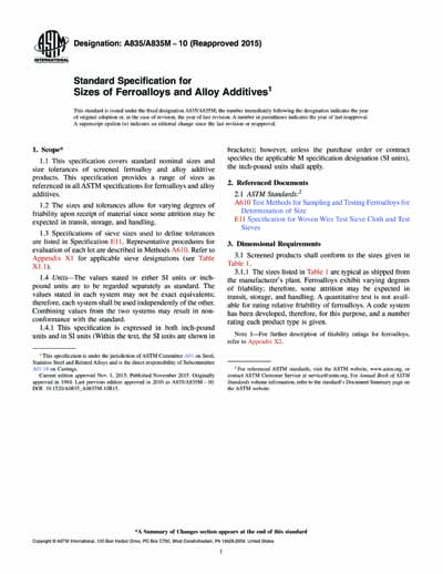 ASTM A835/A835M-10(2015) - Standard Specification for Sizes of ...