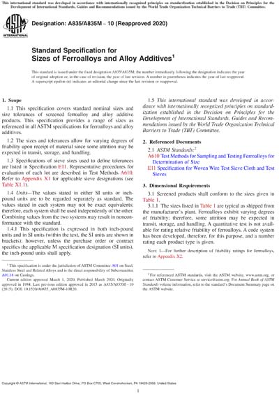 ASTM A835/A835M-10(2020) - Standard Specification for Sizes of ...