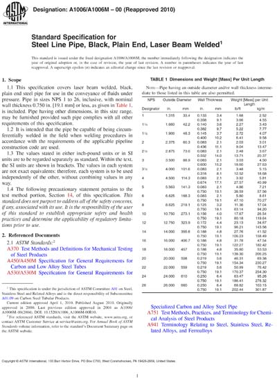 ASTM A1006/A1006M-00(2010) - Standard Specification for Steel Line Pipe ...