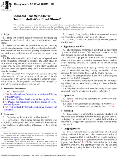 ASTM A1061/A1061M-09 - Standard Test Methods for Testing Multi-Wire ...