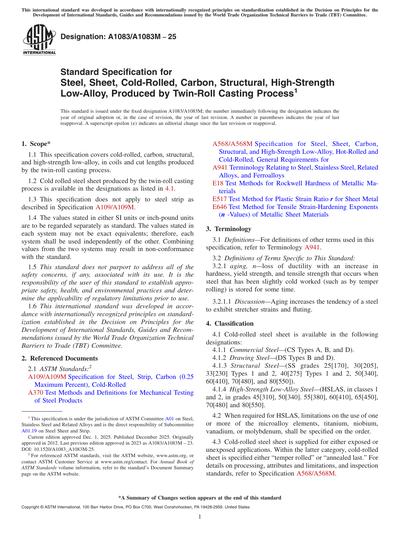 ASTM A1083/A1083M-25 - Standard Specification for Steel, Sheet, Cold ...