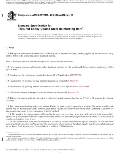 ASTM A1124/A1124M-24 Red - Standard Specification for Textured Epoxy ...