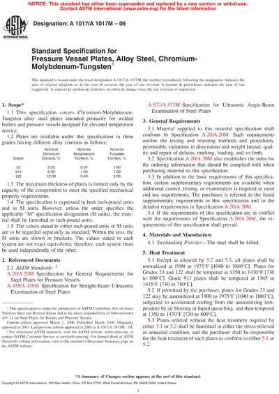 ASTM A1017/A1017M-06 - Standard Specification for Pressure Vessel ...