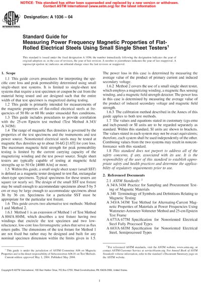 ASTM A1036-04 - Standard Guide for Measuring Power Frequency Magnetic ...