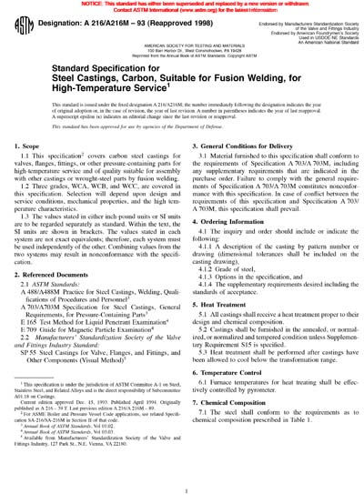 ASTM A216/A216M-93(1998) - Standard Specification for Steel Castings ...