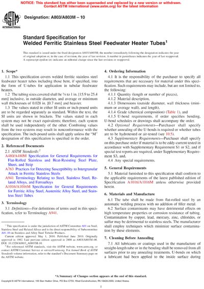 ASTM A803/A803M-10 - Standard Specification for Welded Ferritic ...