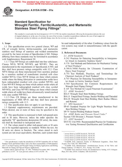 ASTM A815/A815M-01a - Standard Specification for Wrought Ferritic ...