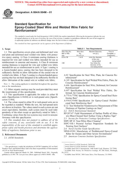 ASTM A884/A884M-01 - Standard Specification for Epoxy-Coated Steel Wire ...