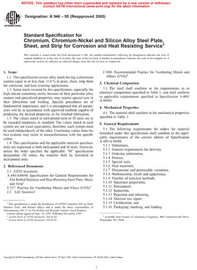 ASTM A946-95(2000) - Standard Specification for Chromium, Chromium ...