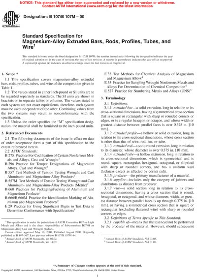 ASTM B107/B107M-00 - Standard Specification for Magnesium-Alloy ...