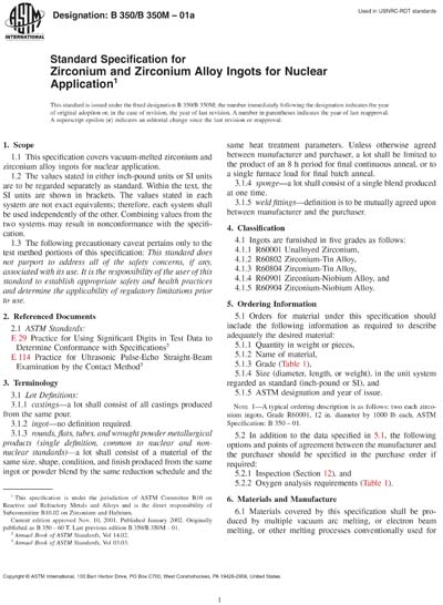ASTM B350/B350M-01a - Standard Specification for Zirconium and ...