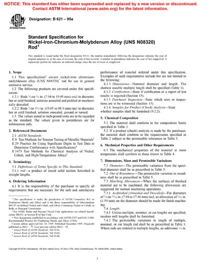 ASTM B621-95a - Standard Specification for Nickel-Iron-Chromium ...