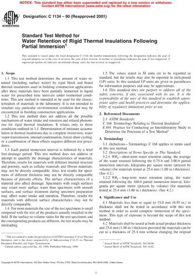 ASTM C1134-90(2001) - Standard Test Method for Water Retention of Rigid ...