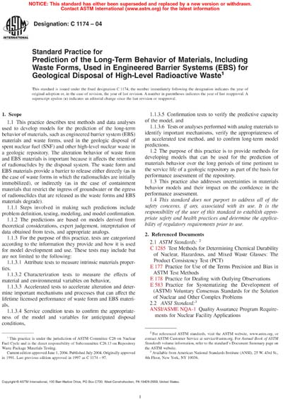 ASTM C1174-04 - Standard Practice for Prediction of the Long-Term ...