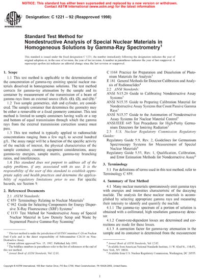 ASTM C1221-92(1998) - Standard Test Method for Nondestructive Analysis ...