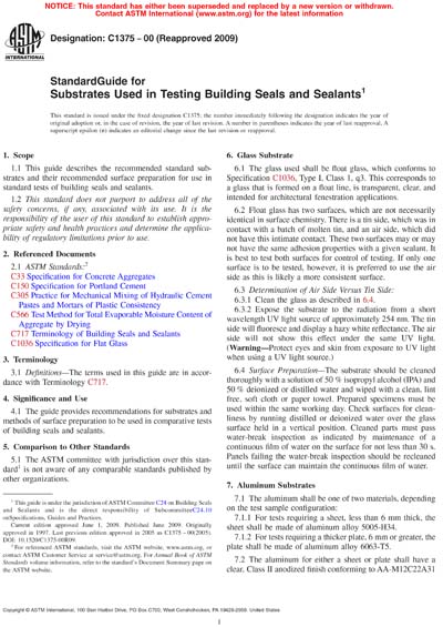 ASTM C1375-00(2009) - Standard Guide for Substrates Used in Testing ...