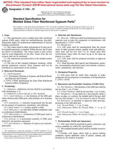 ASTM C1381-97 - Standard Specification for Molded Glass Fiber ...