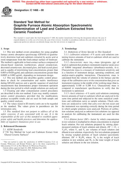ASTM C1466-00 - Standard Test Method for Graphite Furnace Atomic ...