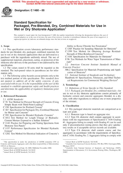 ASTM C1480-00 - Standard Specification for Packaged, Pre-Blended, Dry ...