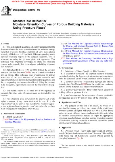 ASTM C1699-09 - Standard Test Method for Moisture Retention Curves of ...