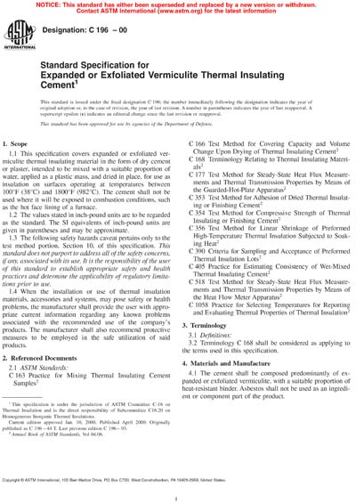 ASTM C196-00 - Standard Specification for Expanded or Exfoliated ...