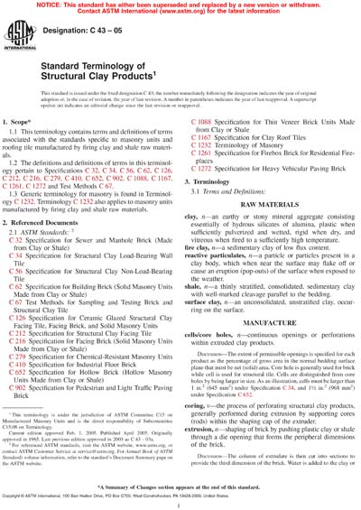 ASTM C43-05 - Standard Terminology of Structural Clay Products