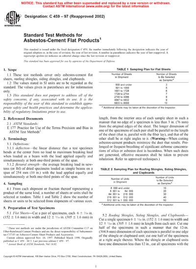 ASTM C459-97(2002) - Standard Test Methods for Asbestos-Cement Flat ...