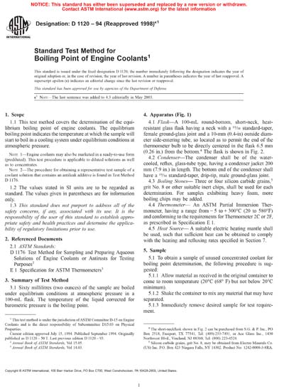 ASTM D1120-94(1998)e1 - Standard Test Method for Boiling Point of ...