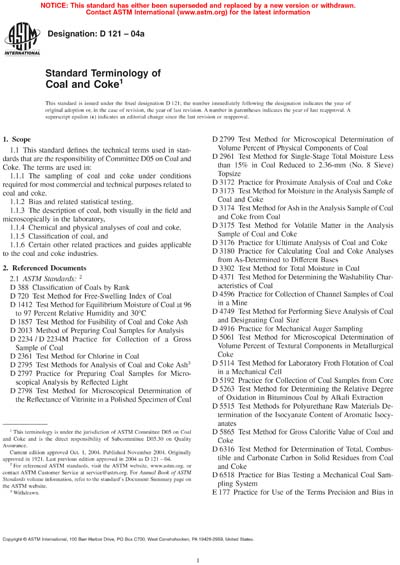 ASTM D121-04a - Standard Terminology of Coal and Coke