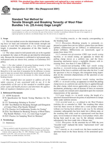 ASTM D1294-95a(2001) - Standard Test Method for Tensile Strength and ...