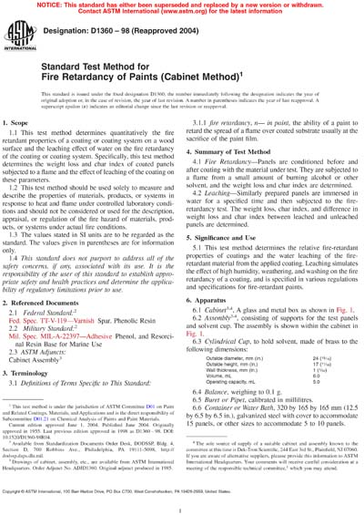 ASTM D1360-98(2004) - Standard Test Method for Fire Retardancy of ...