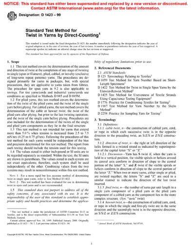 ASTM D1423-99 - Standard Test Method for Twist in Yarns by Direct-Counting