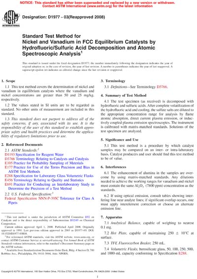 ASTM D1977-03(2008) - Standard Test Method for Nickel and Vanadium in ...