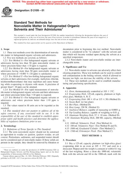 ASTM D2109-01 - Standard Test Methods for Nonvolatile Matter in ...