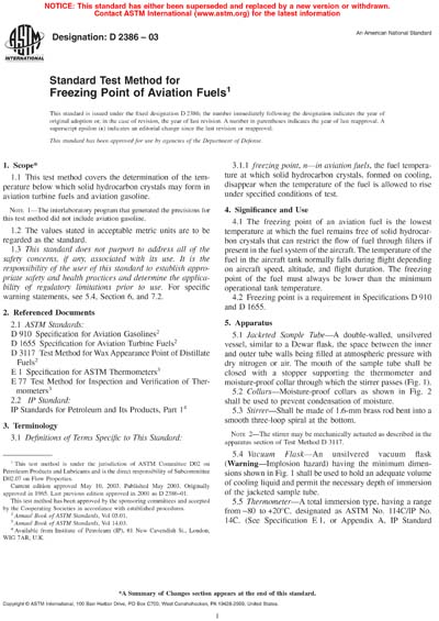 ASTM D2386-03 - Standard Test Method for Freezing Point of Aviation Fuels