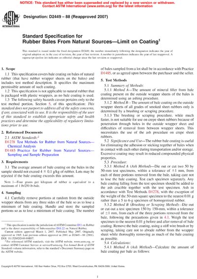 ASTM D2449-88(2007) - Standard Specification for Rubber Bales From ...
