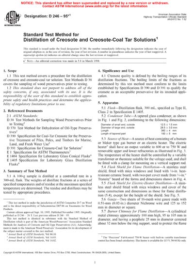 ASTM D246-95e1 - Standard Test Method for Distillation of Creosote and ...