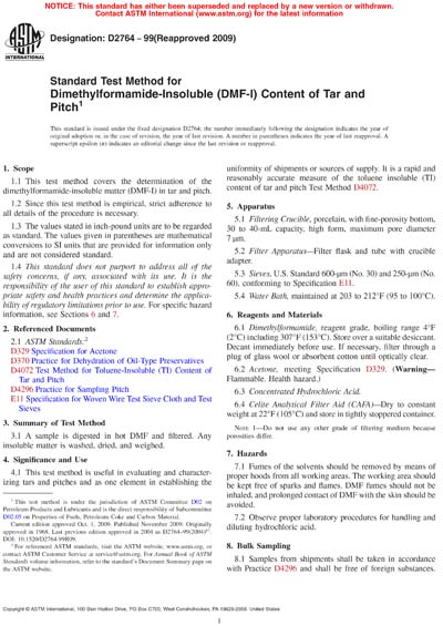 ASTM D2764-99(2009) - Standard Test Method for Dimethylformamide ...