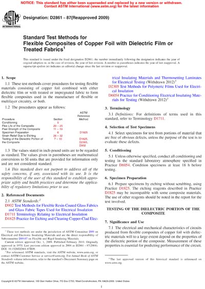 ASTM D2861-87(2009) - Standard Test Methods for Flexible Composites of ...