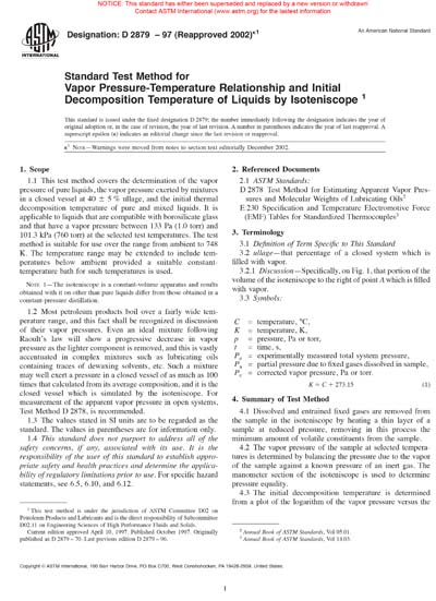 ASTM D2879-97(2002)e1 - Standard Test Method for Vapor Pressure ...