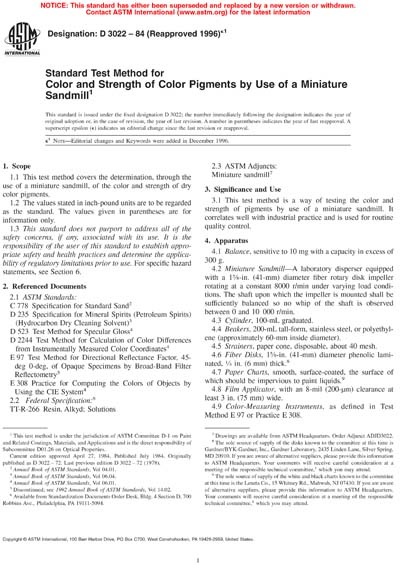 ASTM D3022-84(1996)e1 - Standard Test Method for Color and Strength of ...
